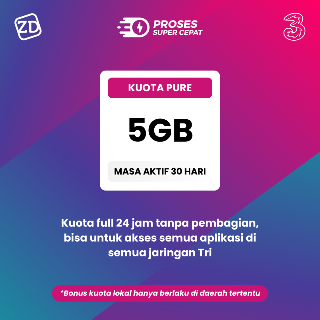 Jual Paket Data Tri Happy Mini, AON, Pure Terlengkap Proses Super Cepat | Shopee Indonesia