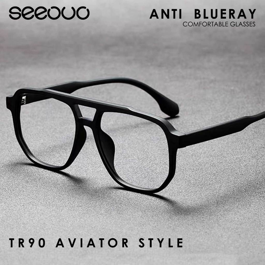 Jual Seeouo Kacamata Antiradiasi Blueray Kotak Aviator Bahan Tr90 Fashion Pria Wanita Stylish ...