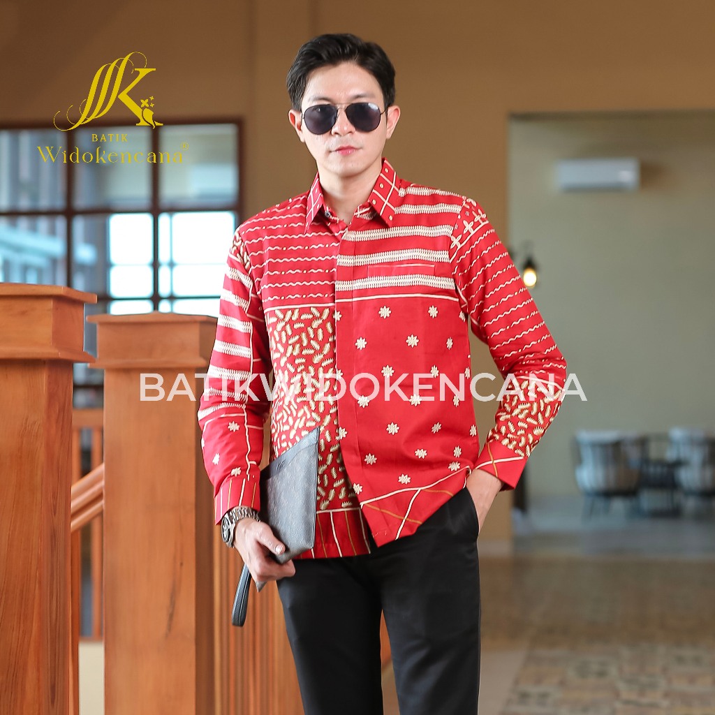 Jual KEMEJA BATIK ABSTRAK MODERN - MOTIF RED SUCI - BATIK HANDPRINT ...