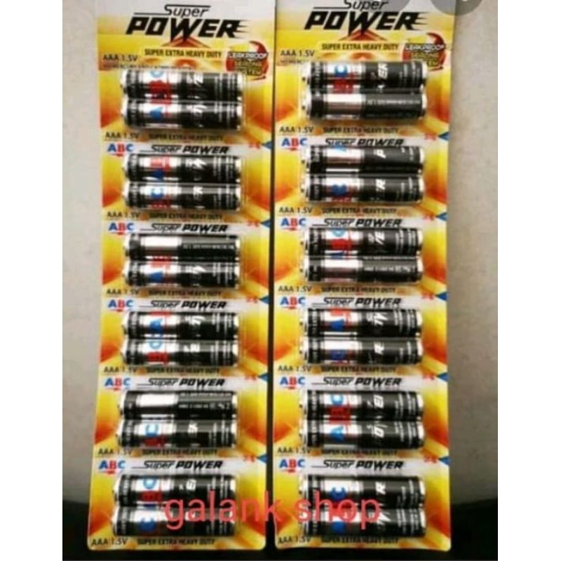 Jual Baterai ABC Super power Ro3/ AAA hitam | Shopee Indonesia