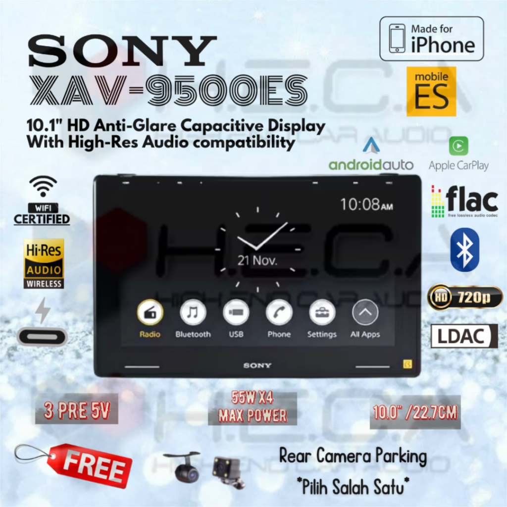 Jual Sony XAV-9500ES Head Unit Hi-Res Audio Double Din Floating Tape ...