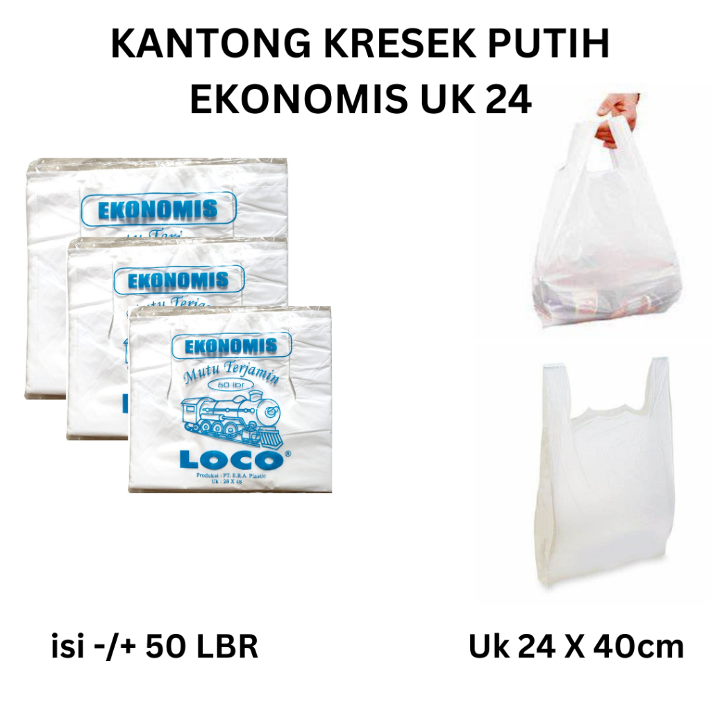 Jual HD Kantong Kresek Loco Putih Susu & Merah Tipis Ekonomis Ukuran 24 ...