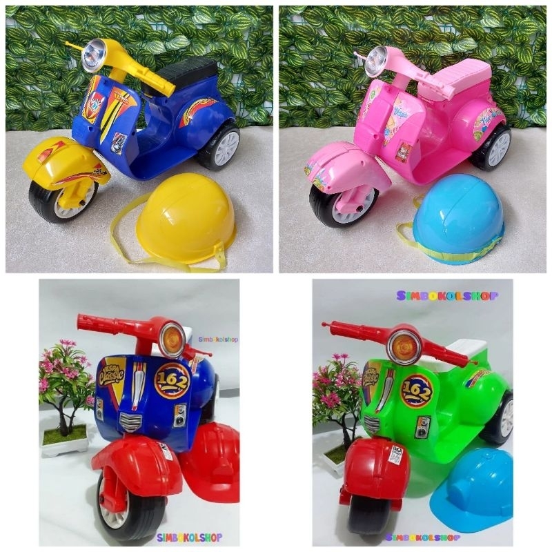 Jual Mainan Motor Vespa Dorong Motor Motoran Dorong Roda 3 | Shopee ...