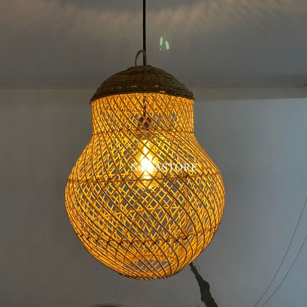 Jual Kap Lampu Gantung Rotan Karakter / Lampshide Rotan / Lampion ...