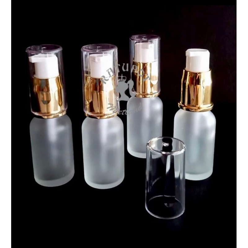 Jual botol serum 15 ml kaca tebal frosted pump gold | Shopee Indonesia