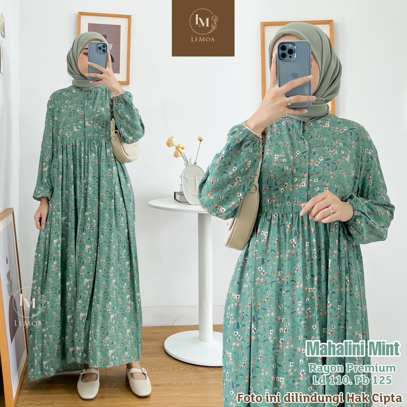 Jual Arsy Midi Dress Rayon Motif Bunga by Lemoa Bahan Rayon Premium Terlaris Ld 110 Pb 125 Katun ...