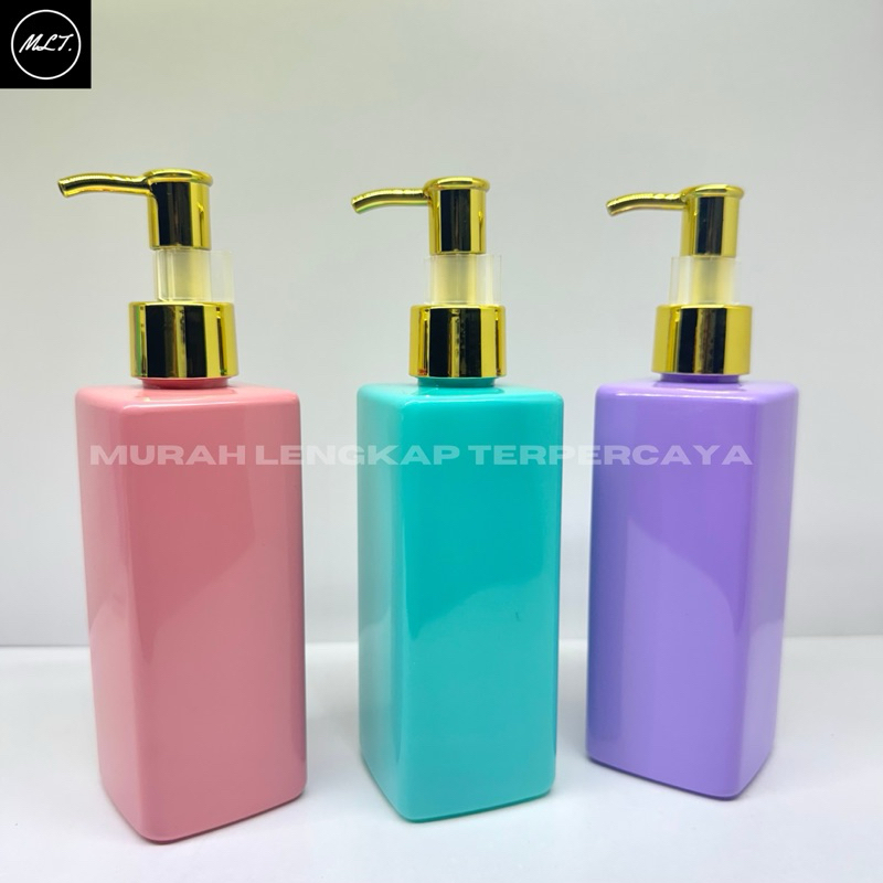 Jual BOTOL PUMP 250ML MODEL KOTAK TUTUP PUMP CLIP OIL GOLD / BOTOL PUMP CLIP OIL GOLD 250ML ...