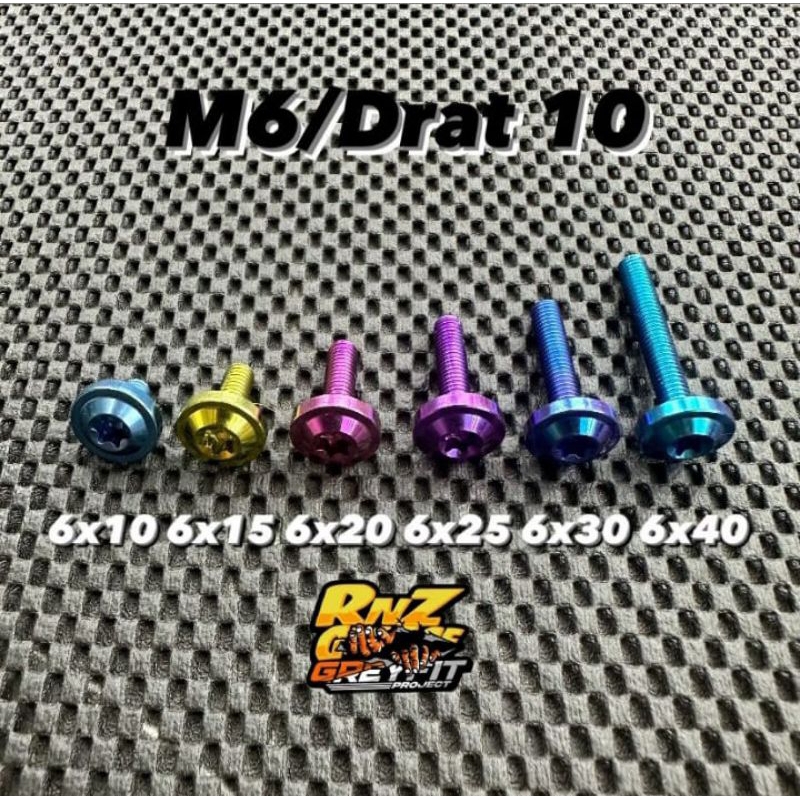 Jual Baut Titanium M6/Drat10 Big Head Panjang 10Mm-60Mm | Shopee Indonesia