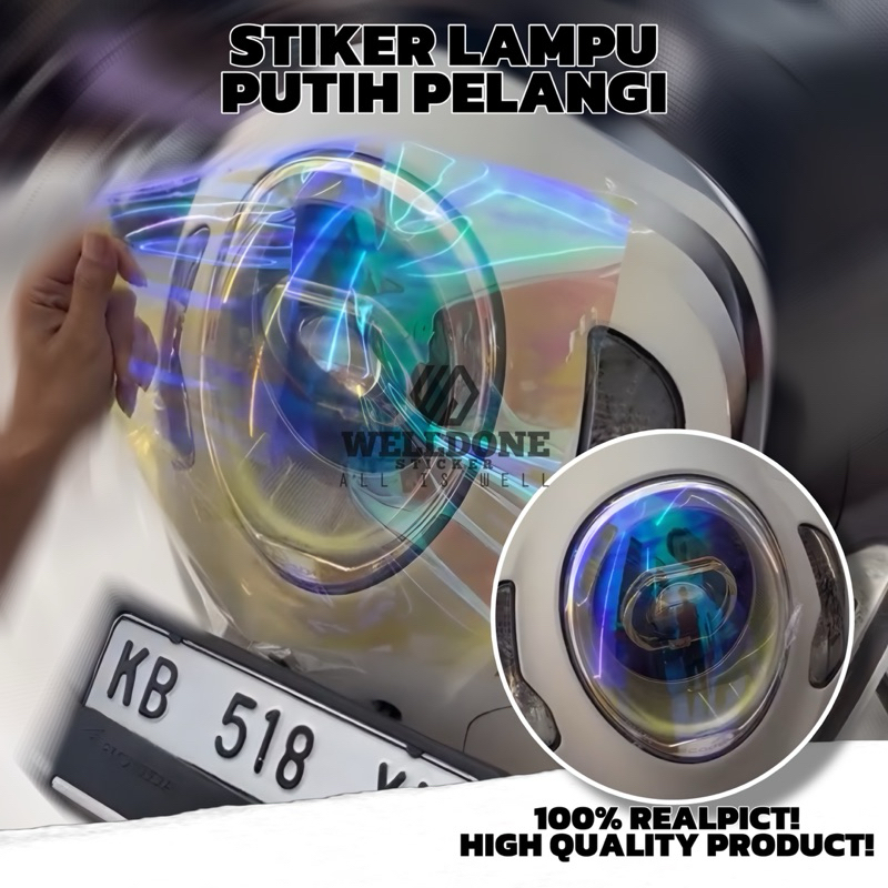 Jual stiker lampu motor putih pelangi skotlet smoke hitam mika lampu ...