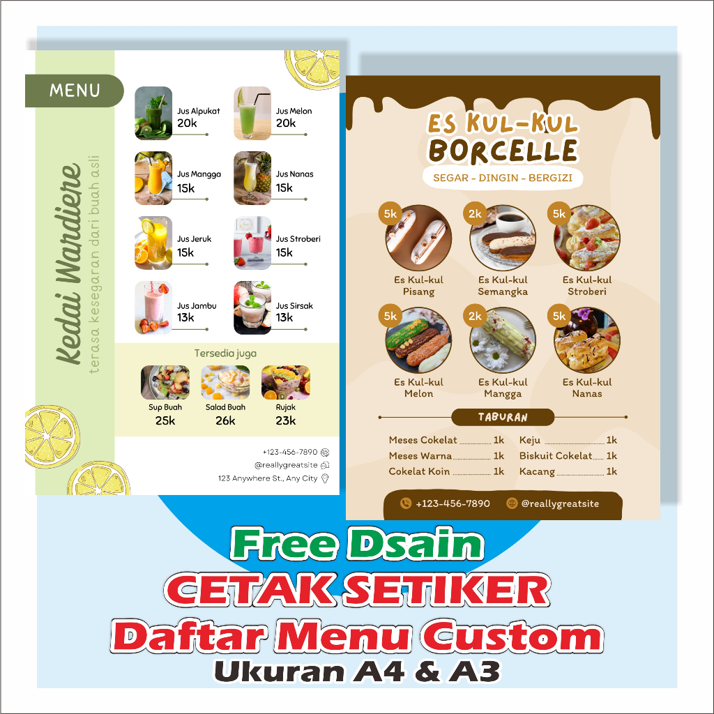 Jual CETAK SETIKER DAFTAR MENU MAKANAN MINUMAN CUSTOM STIKER DAFTAR ...