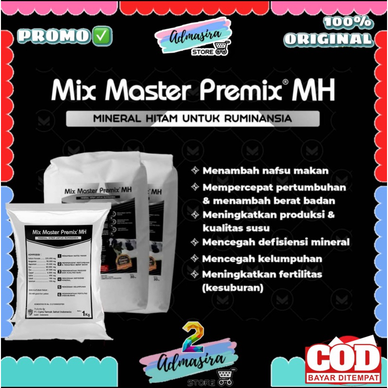 Jual MINERAL HITAM MIX MASTER PREMIX MH 1KG Untuk Sapi Kambing Domba ...