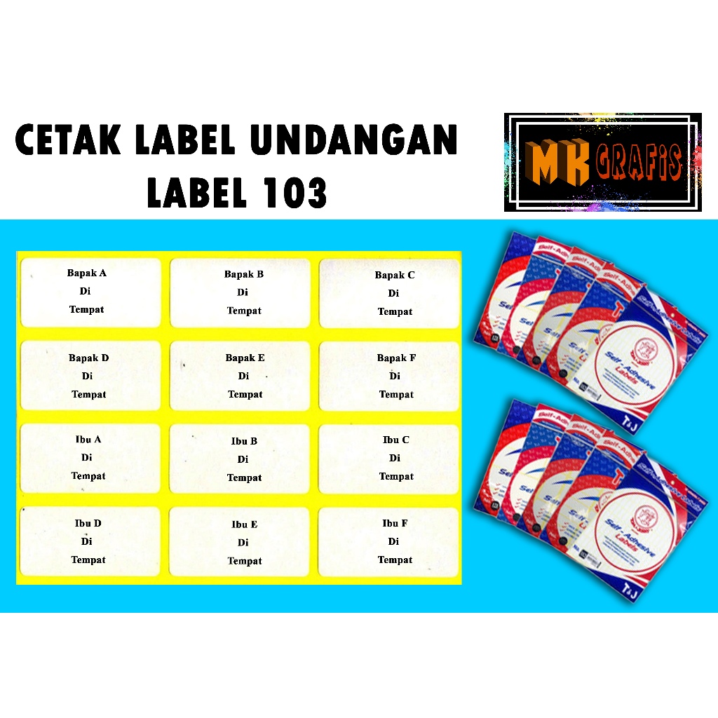Jual Cetak Label Undangan 103 Isi 12 Nama 1 lembar | Shopee Indonesia