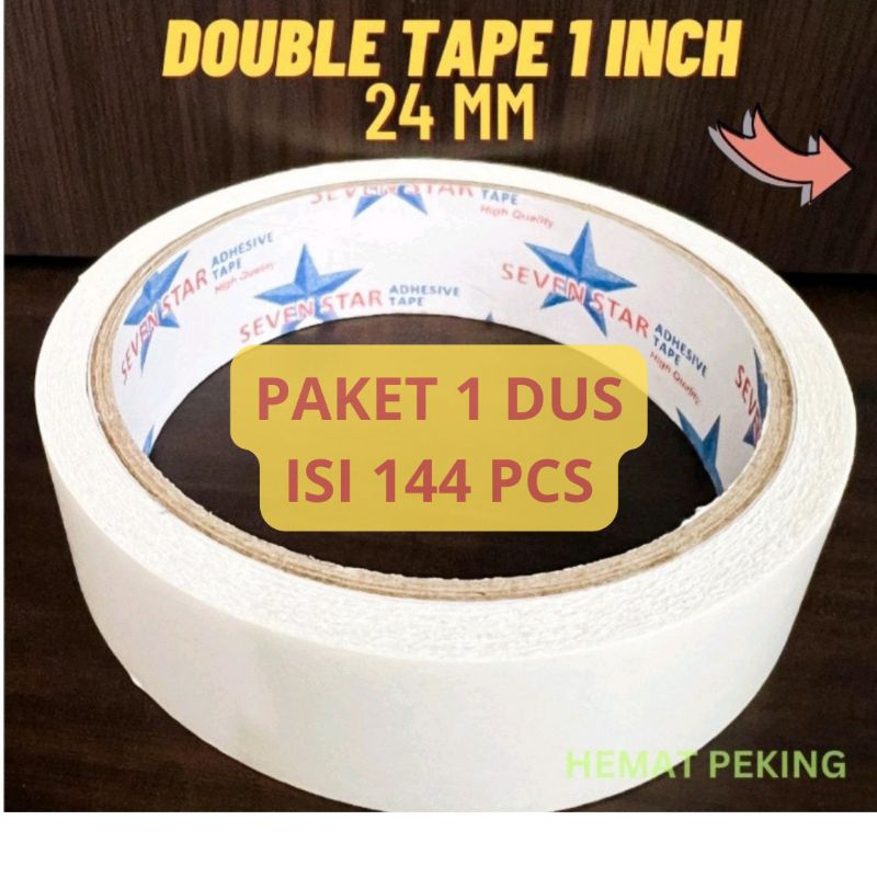 Jual DOUBLE TAPE 24 MM 1 inch 1 Dus isi 144 pcs | Shopee Indonesia