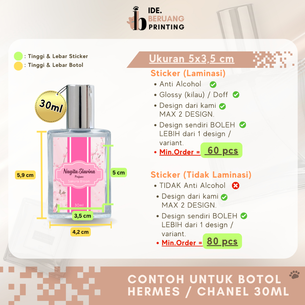 Jual Sticker Label Parfum Hermes / Sticker Label Parfum Chanel ...