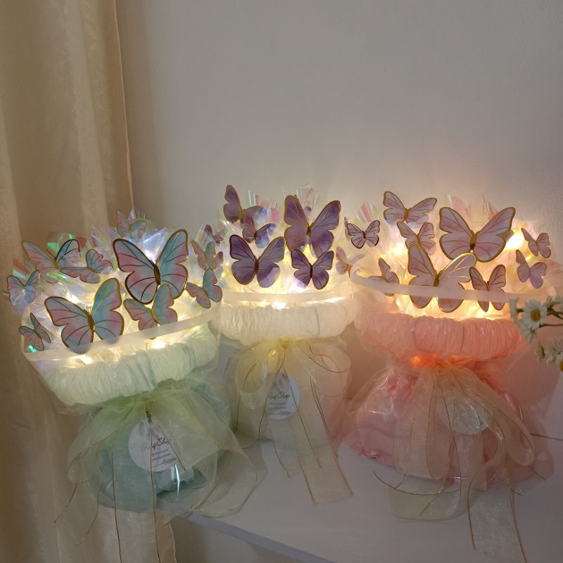 Jual Buket kupu-kupu led, Round Butterfly Bouquet | Shopee Indonesia