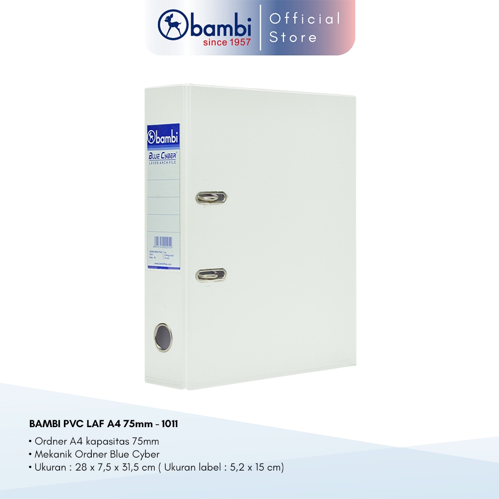 Jual Bambi Lever Arch File Ordner A4 White Jumbo Size 75 mm Original ...