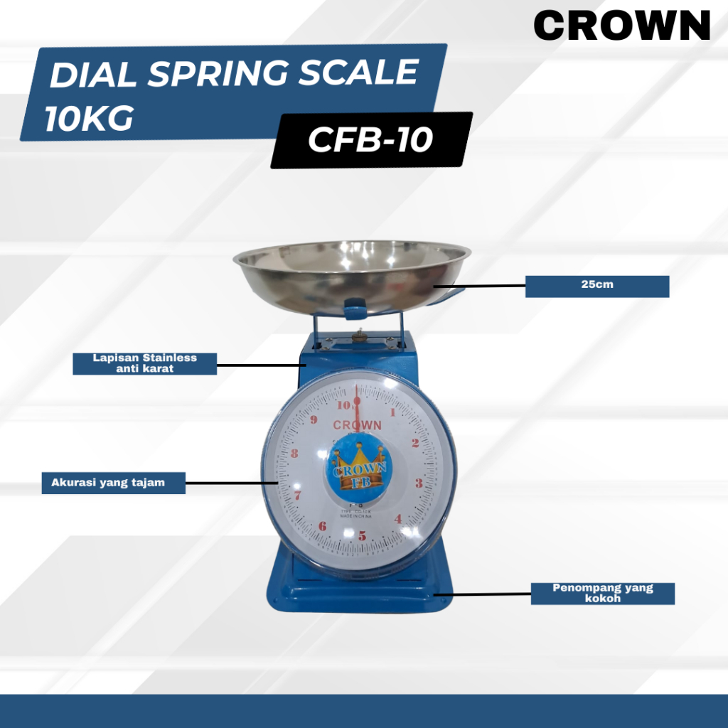 Jual Timbangan CROWN 10kg Besi Stainless Jarum Analog Manual Duduk Sembako Telor Kue Tepung Buah ...