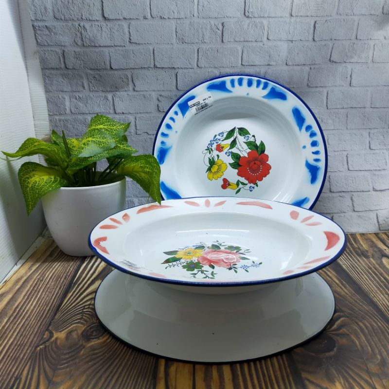 Jual PIRING SENG ENAMEL JADUL SOUP PLATE 22CM / PIRING MAKAN SENG ...