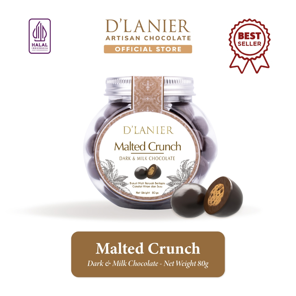 Jual D'Lanier Malted Crunch with Dark & Milk Chocolate - 80 gr | Shopee ...