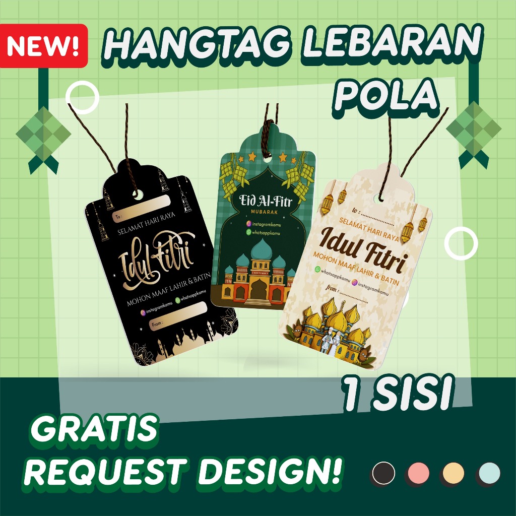 Jual Hang Tag Lebaran Idul Fitri Custom Cutting Bentuk 1 Sisi | Label ...