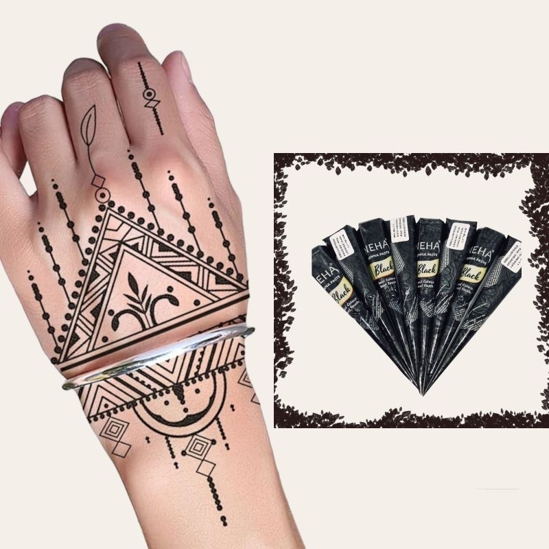 Jual Henna neha tangan simple hena hitam black maroon darkbrown classic ...