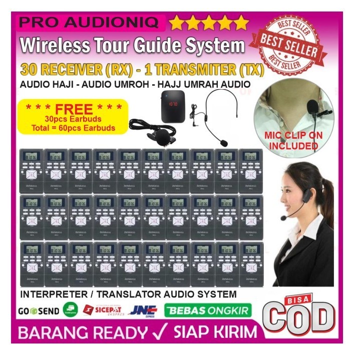 Jual Audio Tour Guide System 30CH - Translator System 30RX 1TX Pro ...