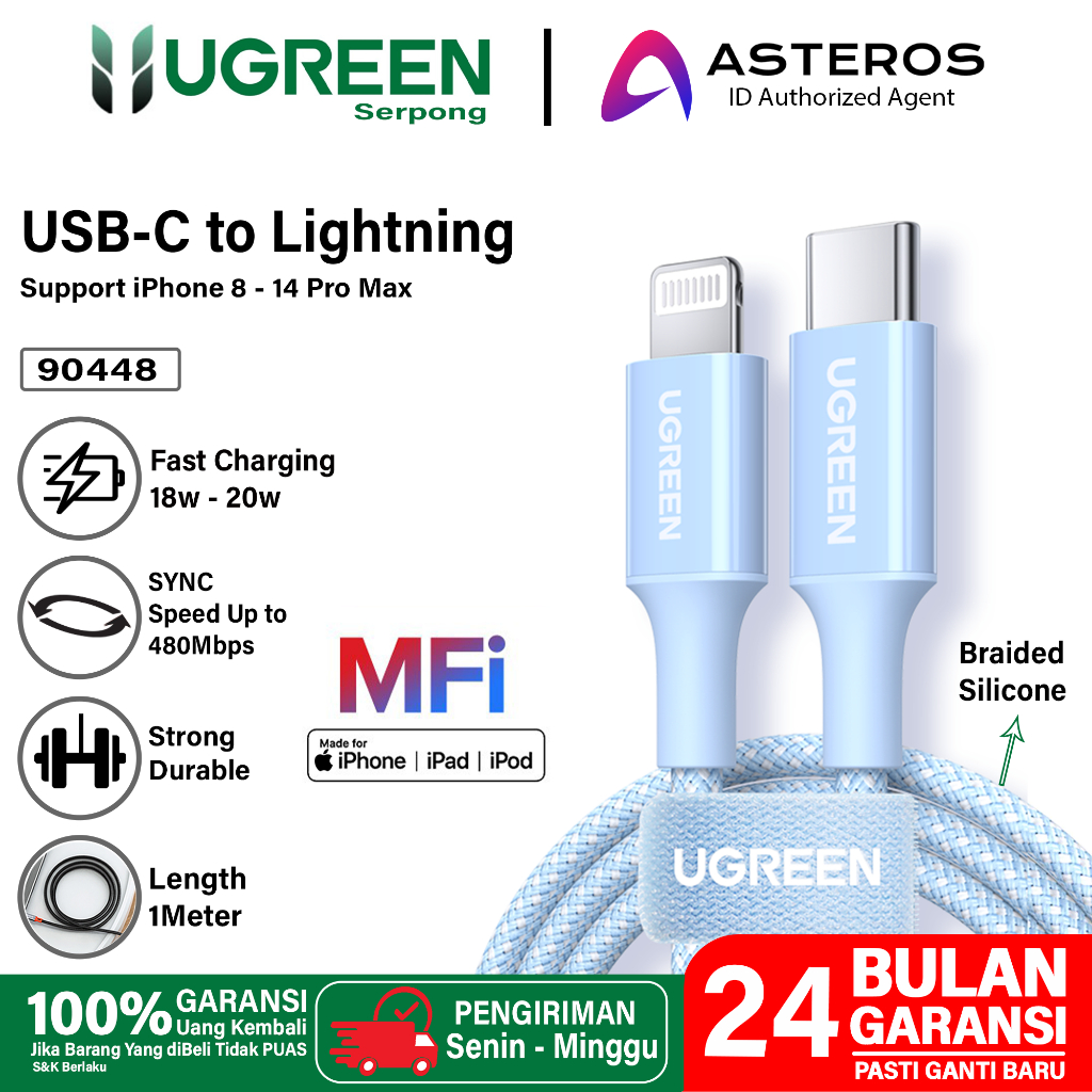 Jual UGREEN Kabel Data iPhone iPad MFi USB Lightning Dan Type C To Lightning FAST Charging ...
