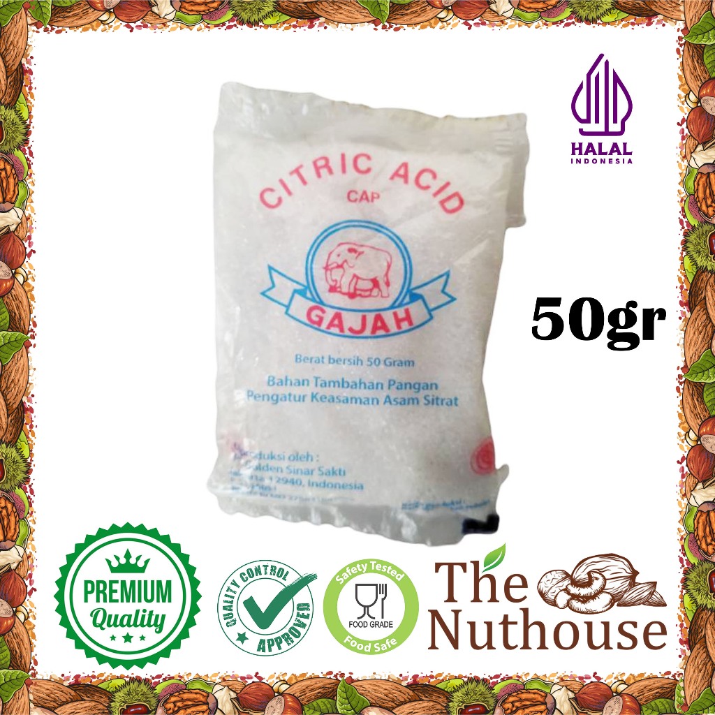 Jual 50gr Cap Gajah Citric Acid Citrun Sitrun Asam Sitrat Fontaine ...