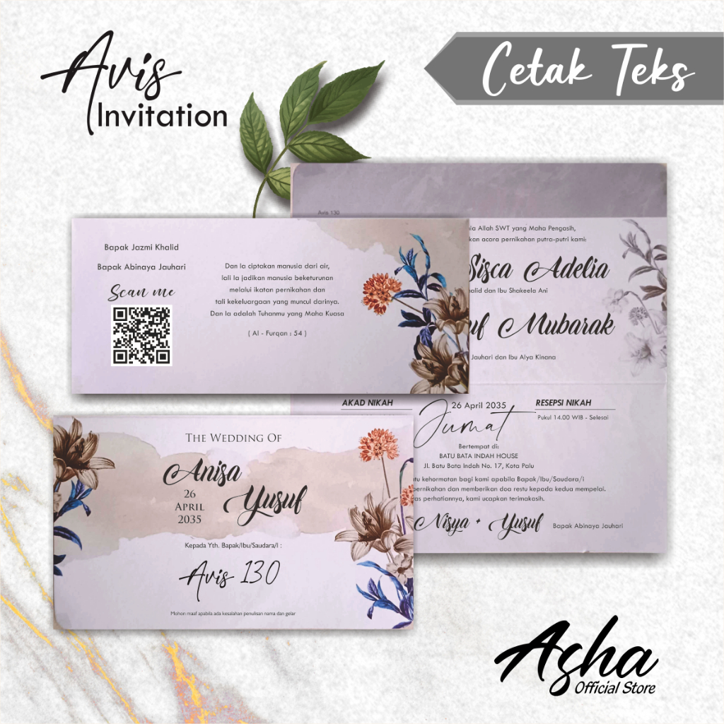 Jual UNDANGAN PERNIKAHAN MURAH ELEGAN - UNDANGAN NIKAH BLANKO AVIS ALL ...