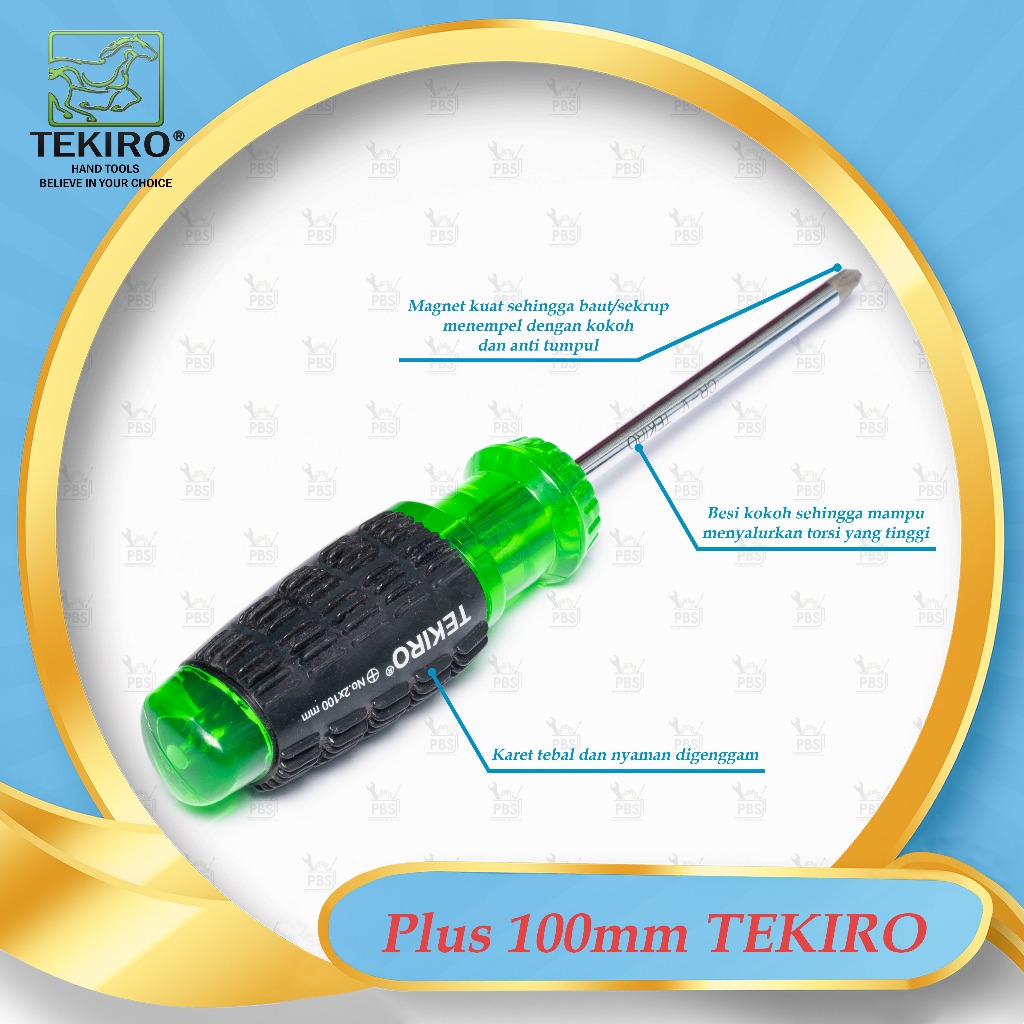 Jual Obeng Plus gagang karet 100mm TEKIRO 100% ORIGINAL . Obeng Plus ...