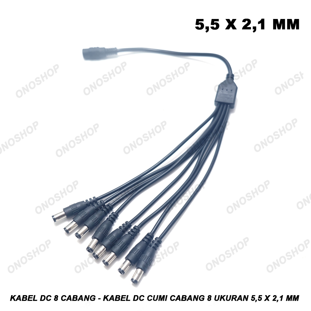 Jual Kabel DC 8 Cabang - Kabel DC Cumi Cabang 8 Ukuran 5,5 x 2,1 mm ...