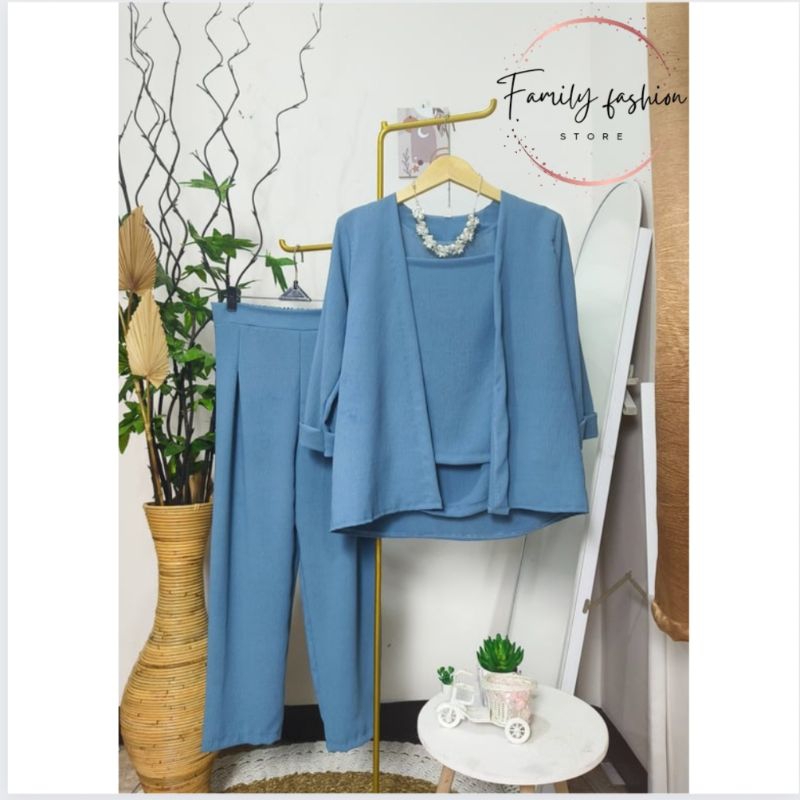 Jual SETELAN WANITA 3IN1 KOREAN STYLE /ONE SET WANITA CRINKLE AIRFLOW ...