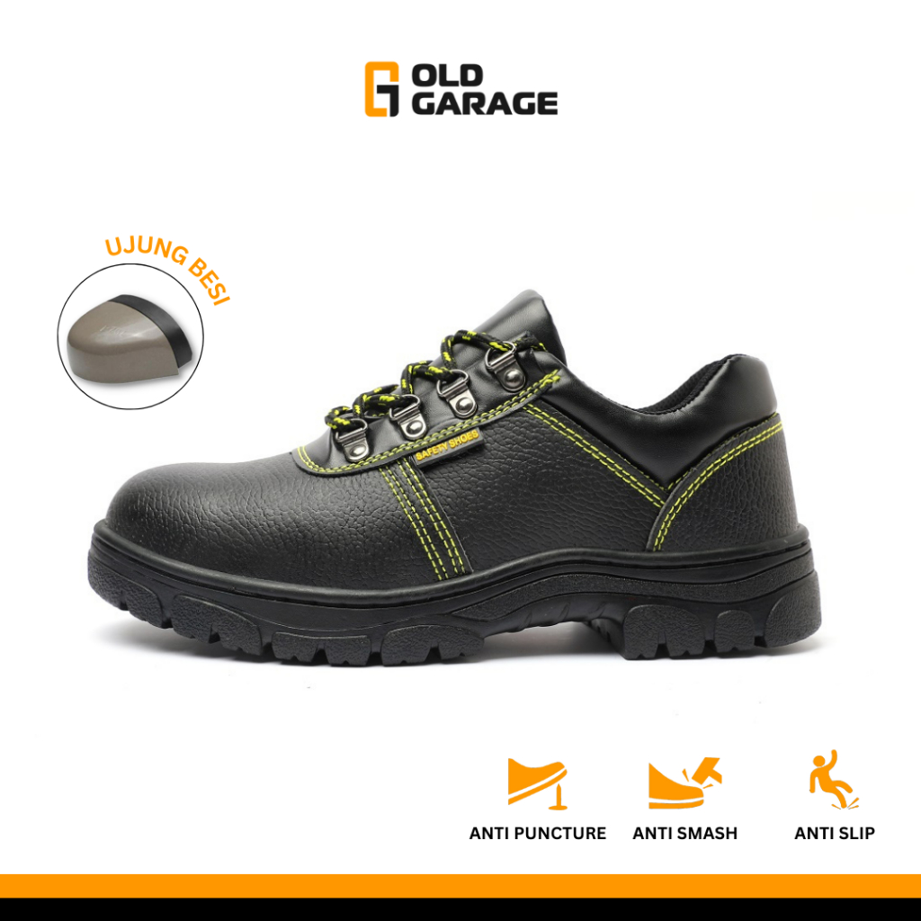 Jual Safety Shoes Sepatu Safety Ujung Besi Low Cut Hitam Kuning ...