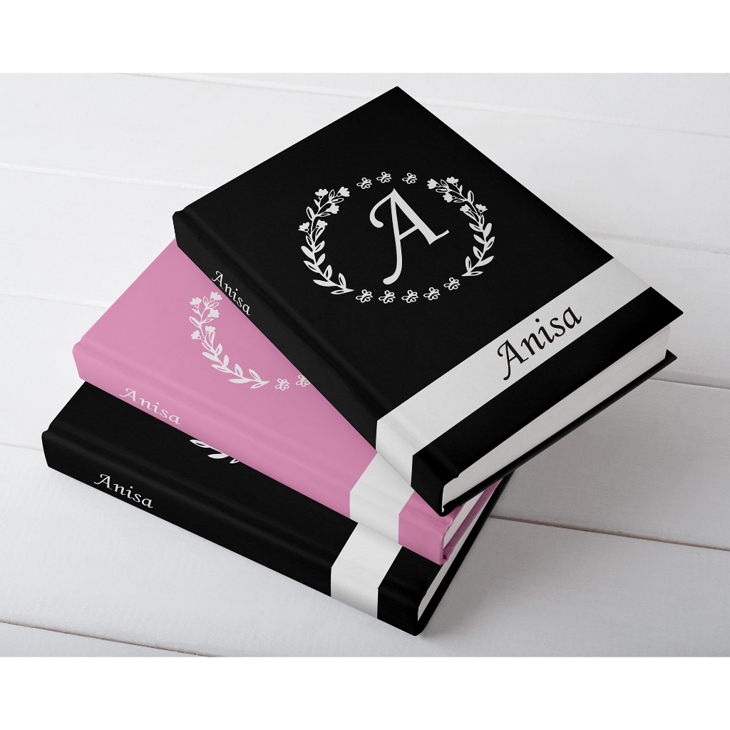 Jual notes book/ buku catatan hard cover desain bunga (custom. nama ...