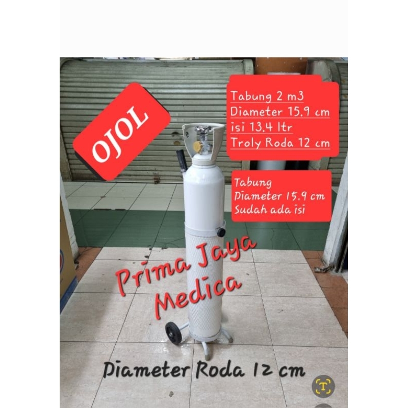 Jual Tabung Oksigen 2 m3 + Troly, Cocok Semua Merk Regulator Oksigen ...