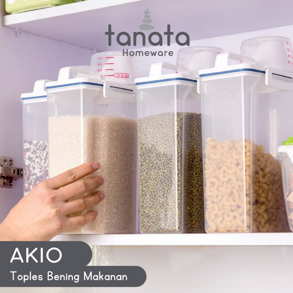 Jual 【TANATA】AKIO Wadah Simpan Snack Transparan Toples Tuang Cemilan ...