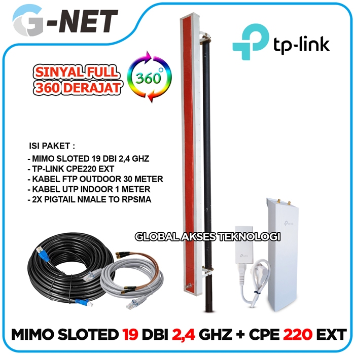 Jual Paket outdoor Mimo Slotted 17 & 19 dBi 2,4 Ghz 360 derajat & TP LINK CPE 220 EXT 30 dbm 300 ...