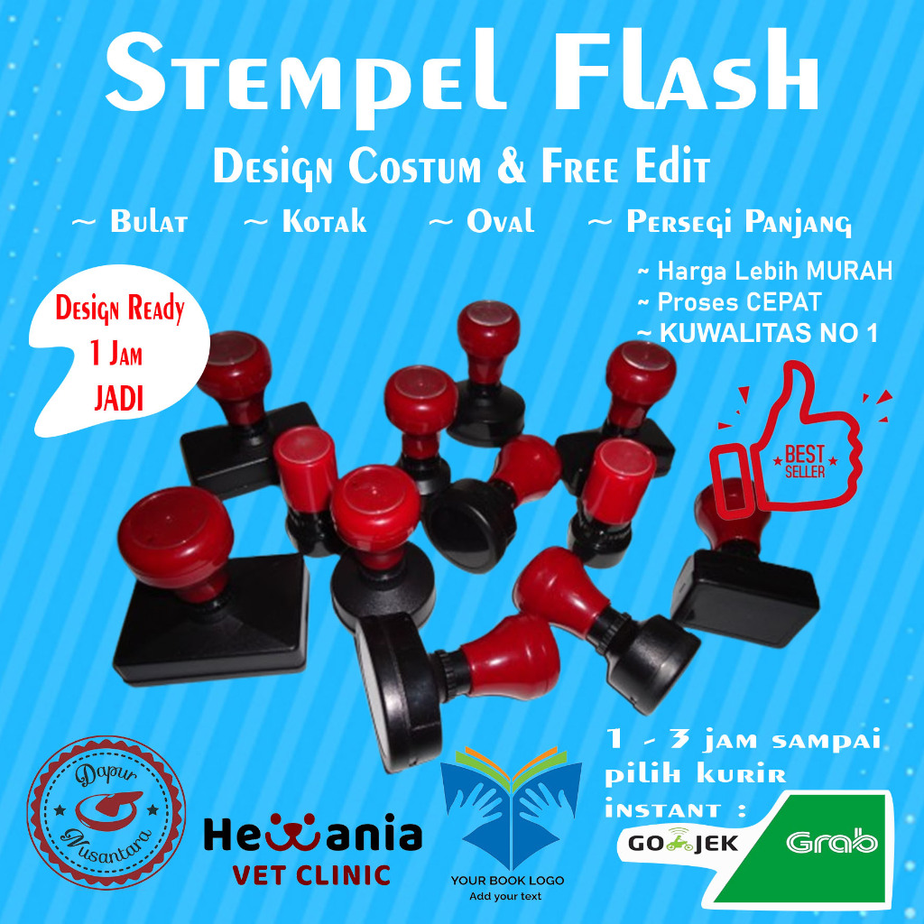 Jual Stempel Flash | Stempel Otomatis | Stempel Custom | Free Design / Edit | Shopee Indonesia