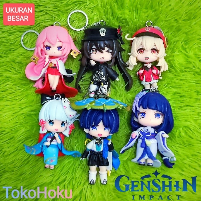 Jual Gantungan Kunci Genshin Impact Game Action Figure Klee Hu Tao Ayaka Yae Miko Raiden ...
