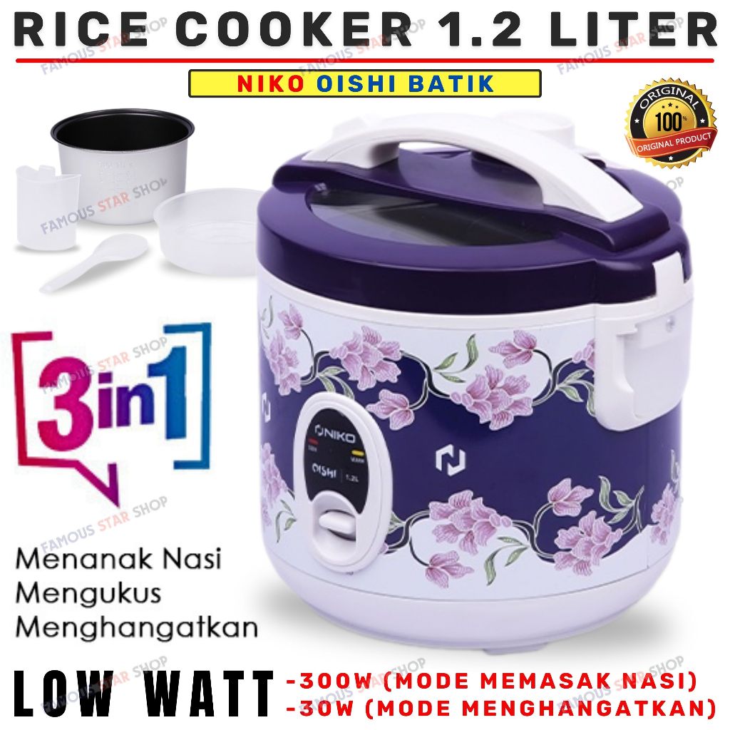 Jual PROMO Mejikom NIKO OISHI BATIK 1.2 Liter Rice Cooker TUTUP KACA ...