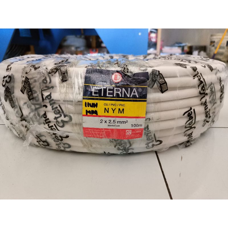 Jual Kabel Listrik Tunggal Kawat ETERNA NYM 2x2,5mm 2x2,5 mm Meteran Putih SNI | Shopee Indonesia