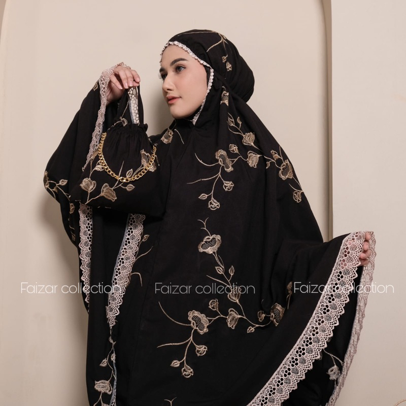Jual Faizar - Mukena Dewasa Traveling Alisha Bordir Bunga Merayap Katun ...