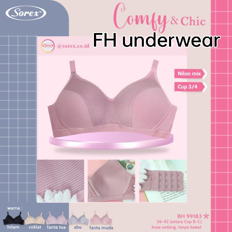 Jual Bra Sorex 99183 Bra BH Busa Tipis tanpa kawat kait 3 | Shopee ...