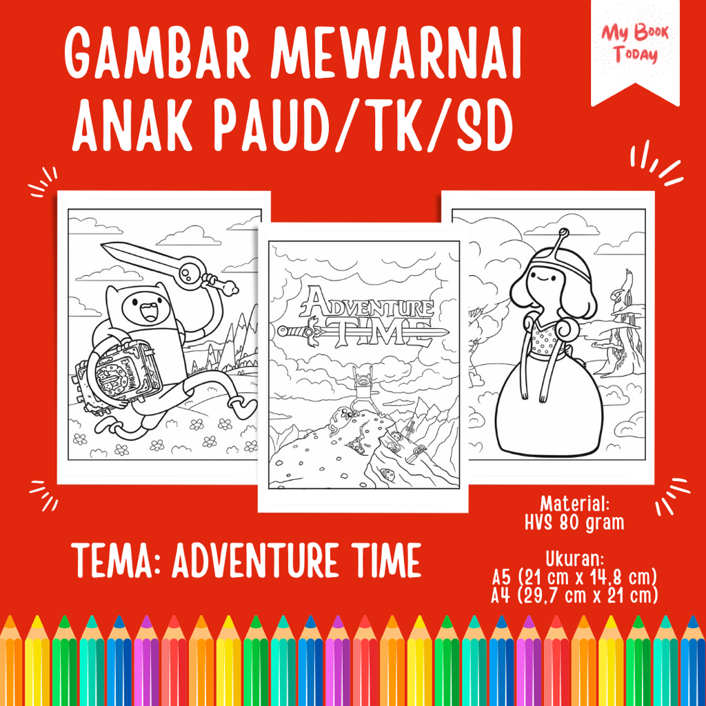 Jual [My Book Today] Lembar Kertas Sketsa Gambar Mewarnai untuk Anak ...