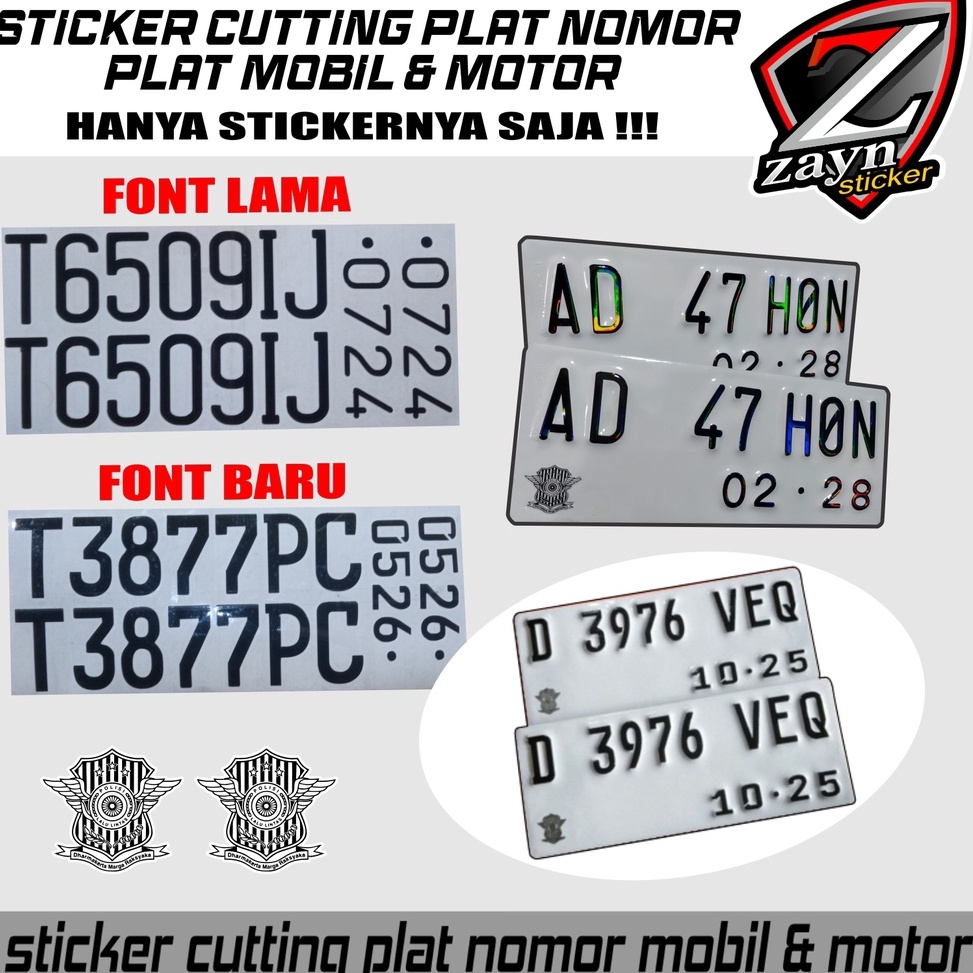 Jual KIt sticker plat nomor font hitam plat putih motor dan mobil ...