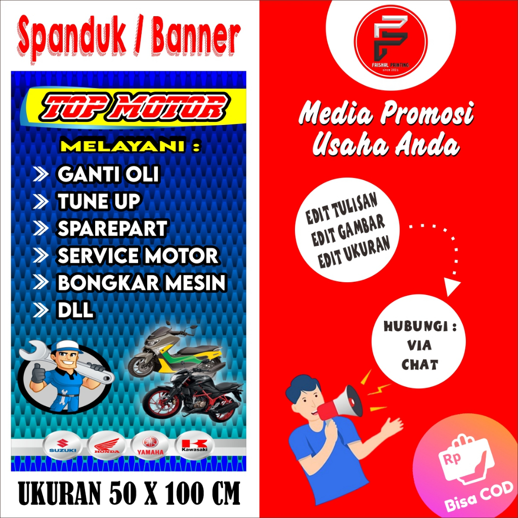Jual Banner Bengkel Motor / Spanduk Service Motor / Banner bengkel ...