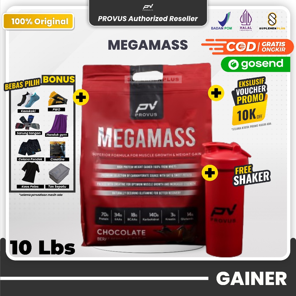 Jual PROVUS MEGAMASS 10 LBS Mega Mass Susu Gainer Bulking Fitness Gym ...
