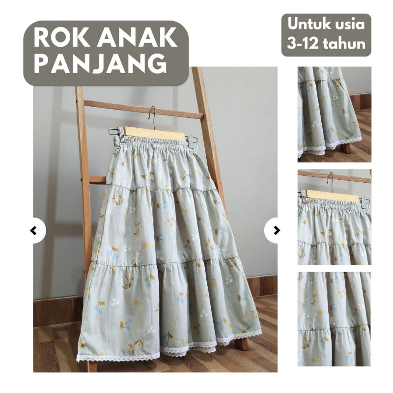 Jual Rok Anak Panjang Perempuan Motif Bunga Usia 3-12 Tahun Rok Motif ...
