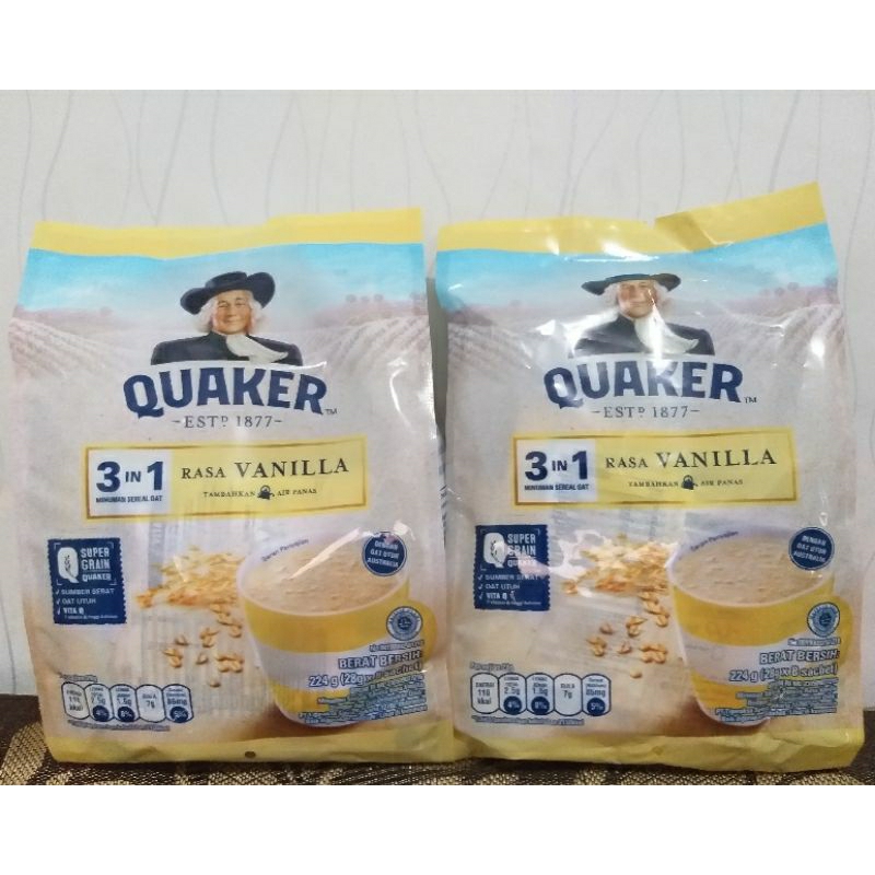 Jual Quaker 3in1 Vanilla 224gr (28gr x 8 Sachet) | Shopee Indonesia
