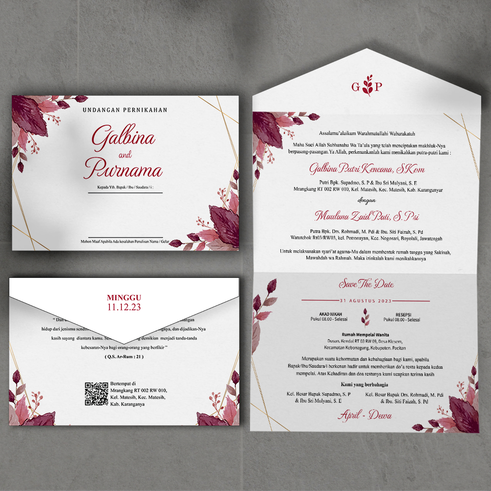 Jual Undangan Pernikahan semi amplop motif elegan dan mewah. Undangan ...